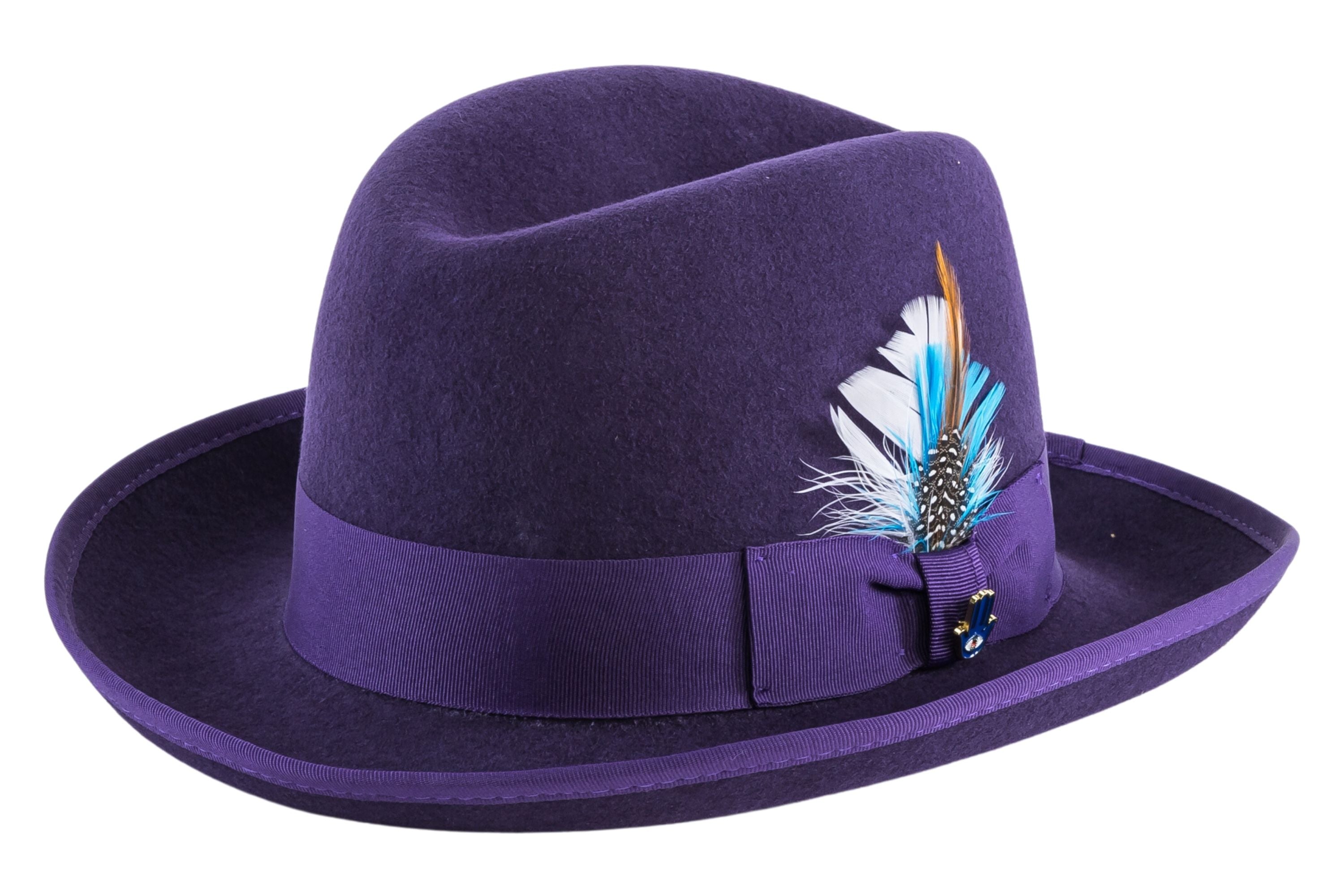 Ferrecci Authentic PURPLE Wool Felt Homburg Godfather Hat – FHYINC
