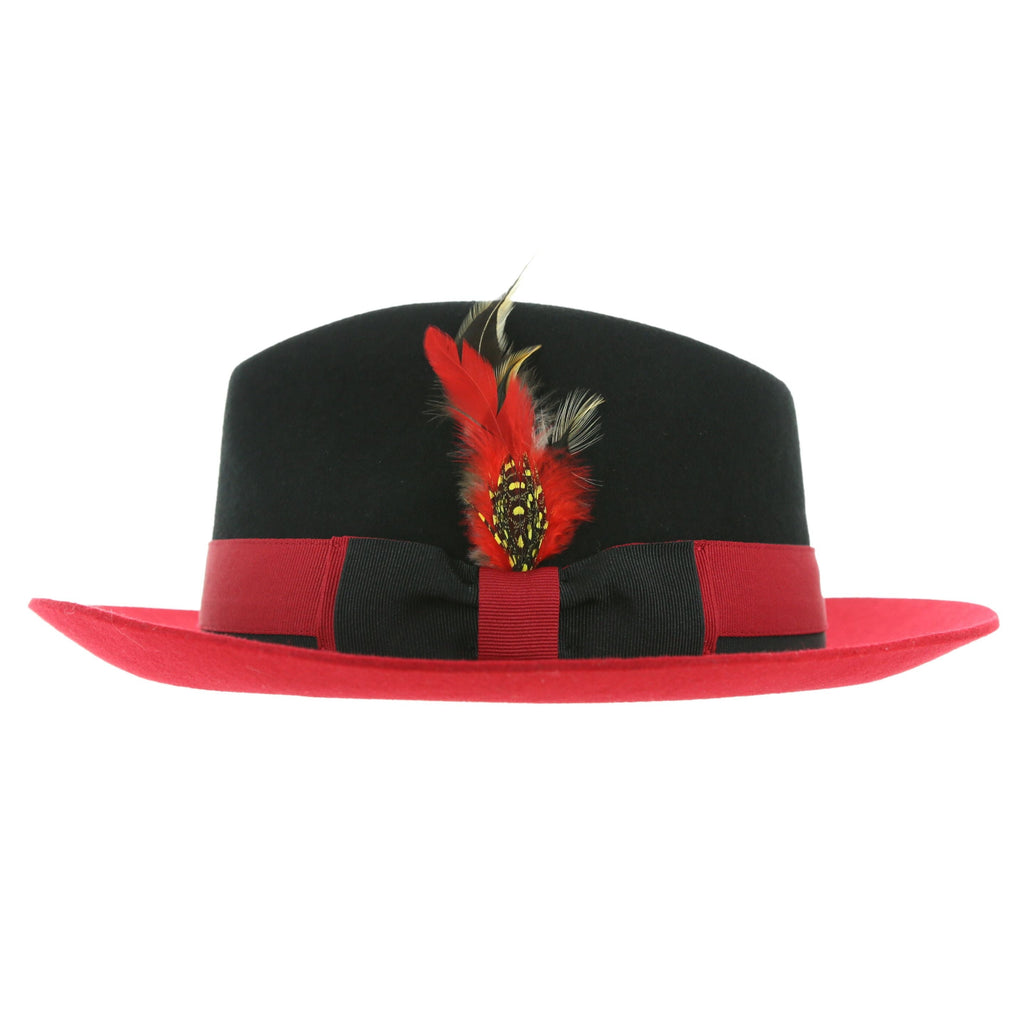 Puck Trilby Ferrecci Two Tone Black Crown & Red Brim Trilby Hat – FHYINC