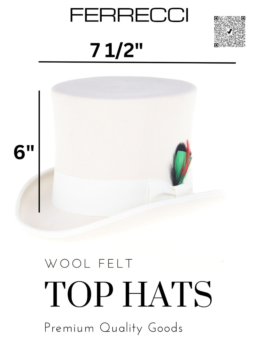 Men's Off White Top Hat | Mad Hatter Hat | Steampunk Hat | FERRECCI ...