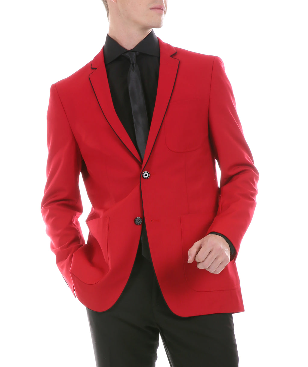 Mens Porter Red Slim Fit Blazer – FHYINC